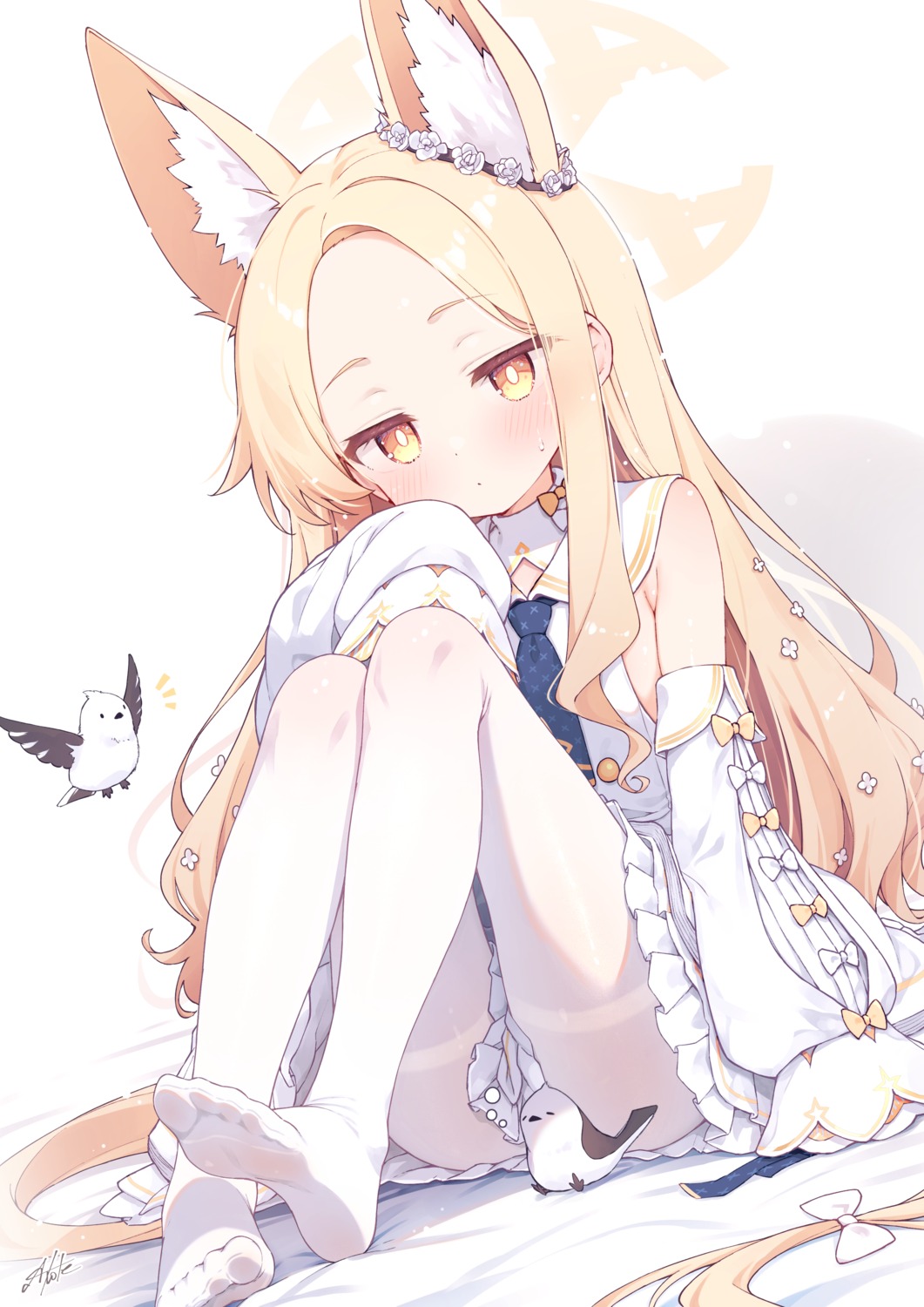 e-note blue archive yurizono seia animal ears dress feet halo kitsune loli no bra pantyhose ...